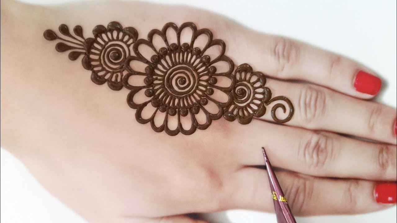 latest beautiful floral one finger mehndi design||one finger simple ...