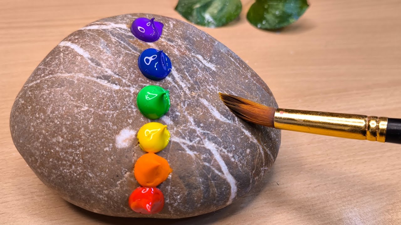 Simple Acrylic Painting From Dots | Stone painting | Relaxing Acrylic ...