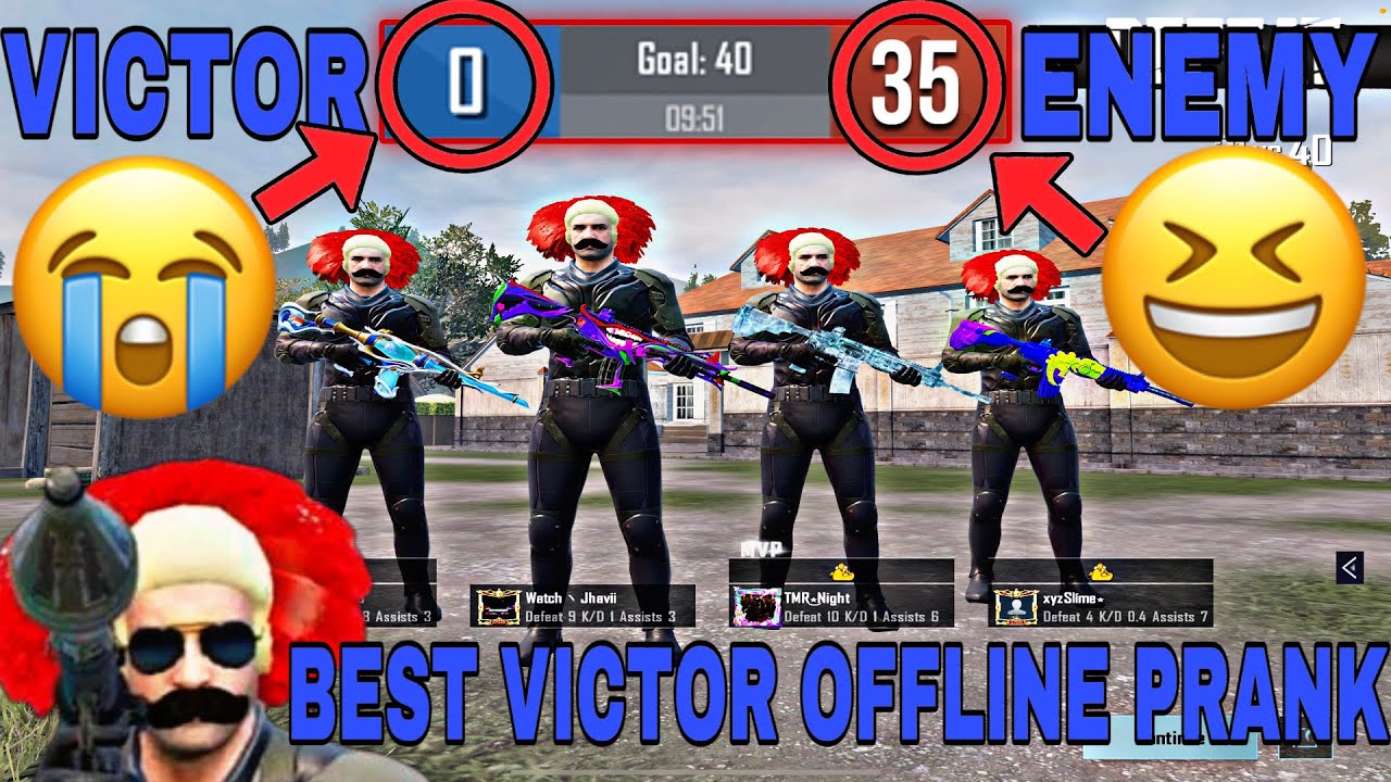 FUNNY 😆VICTOR OFFLINE PRANK AGAINST FAMOUS YOUTUBERS 😈PUBG MOBLE - YouTube