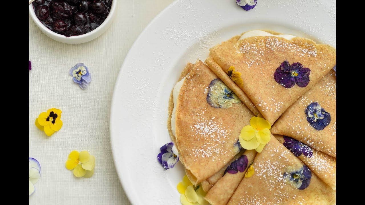Viola Crepes with Lemon Cream & Blueberry Sauce Recipe - YouTube