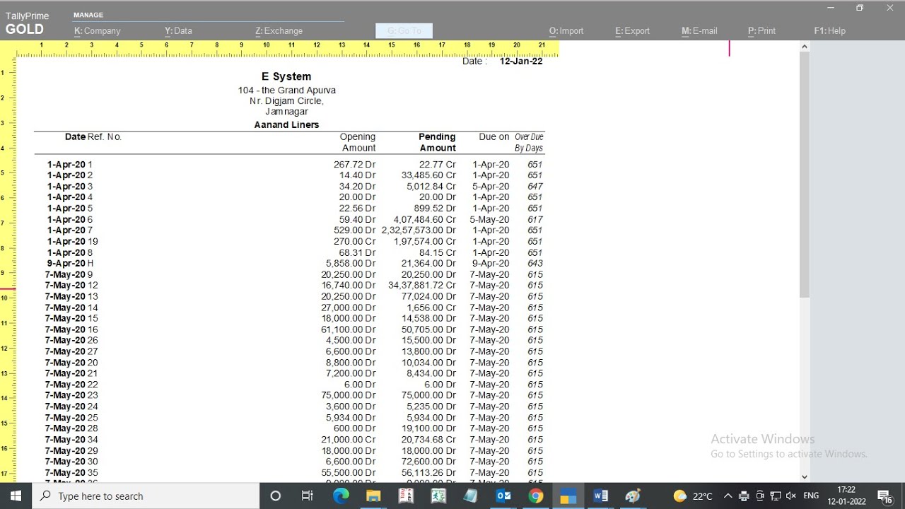 Tally Add On :Print Outstanding Statement after Invoice Print in ...