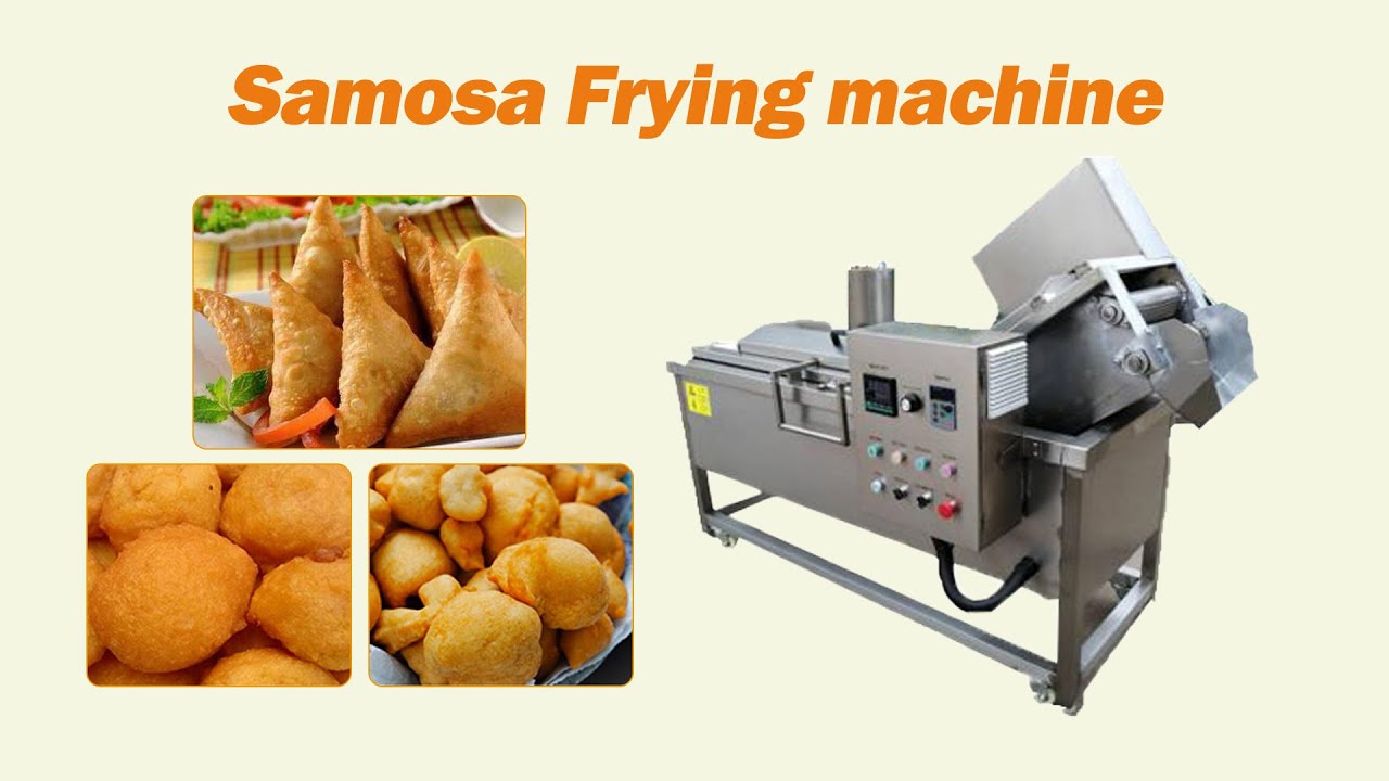 Deep automatic samosa frying machine | industrial dumpling fryer - YouTube