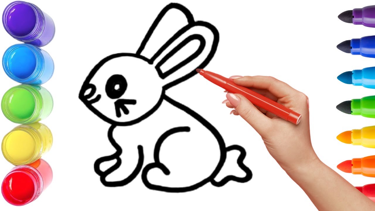 How To Draw cute rabbit Drawing, Painting & Coloring For Kids and ...