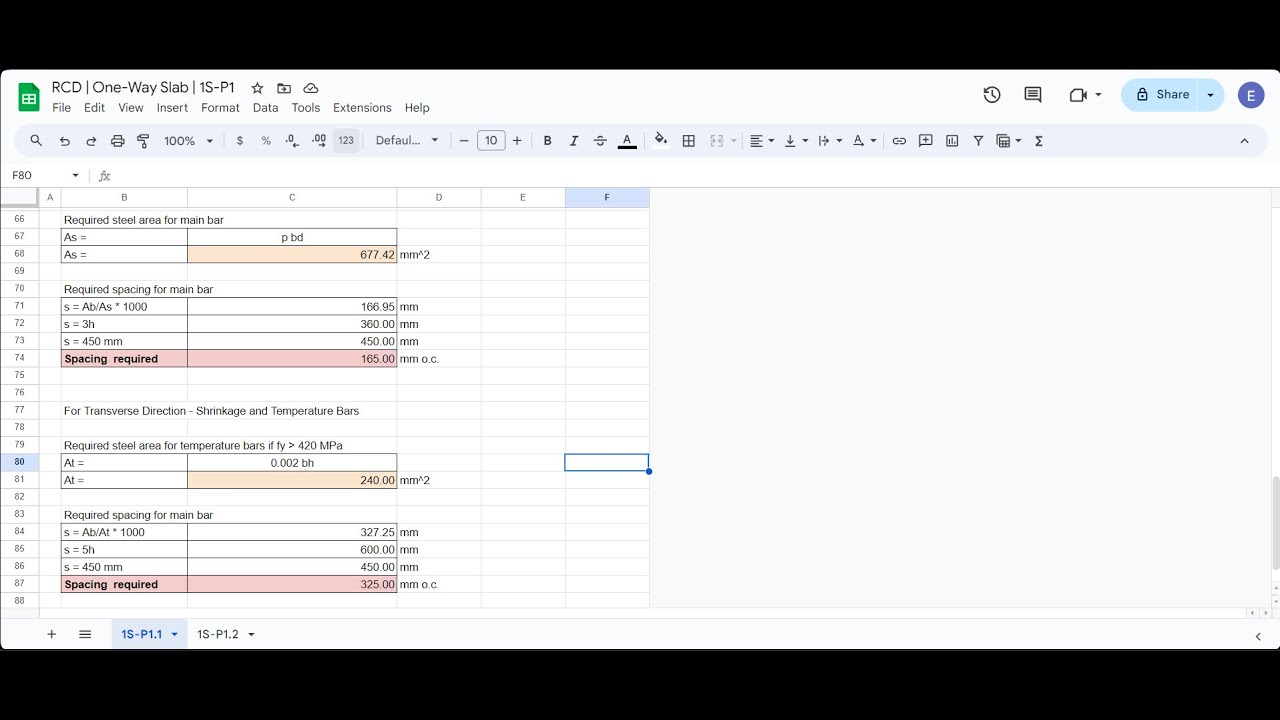 RCD | One Way Slab Design | Simply Supported | NSCP 2015 | Spreadsheet ...