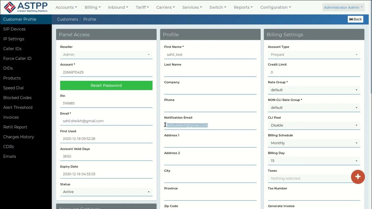 ASTPP 4 Tutorial SMTP Email configuration - YouTube