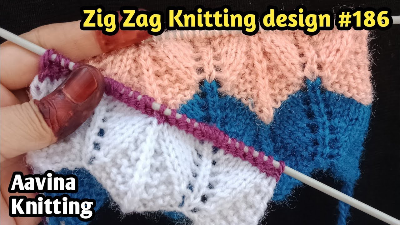 Easy knitting sweater design #186 | Two colour zig zag Knitting pattern - YouTube