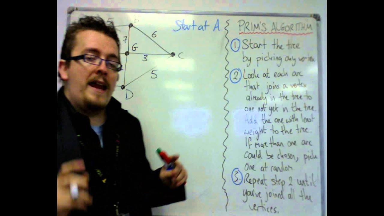 AQA Decision 1 4.02b Prim's Algorithm: a second example - YouTube