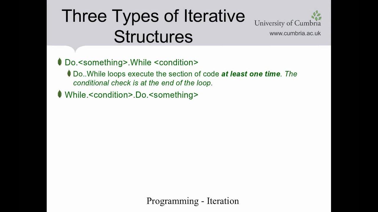 ABMC4007 (Part 5 - 2) The Three Main Types of Iterative Structure ...