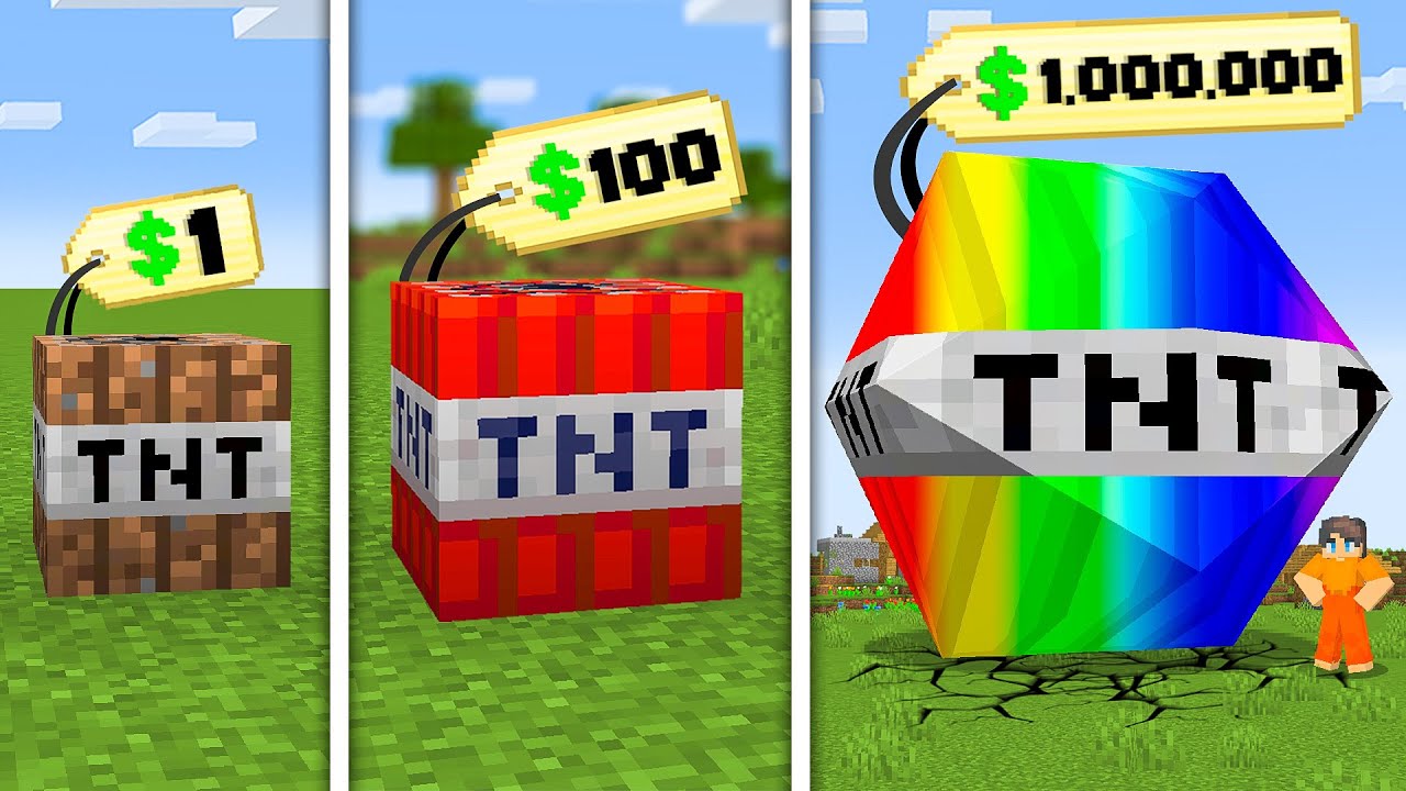 $1 to $1,000,000 TNT in Minecraft - YouTube