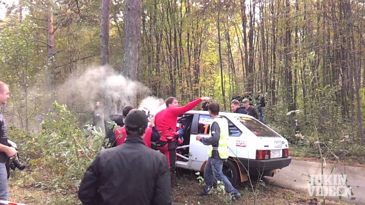 White Rally Car Smashes Into Tree - Photographer Nearly Hit! - YouTube