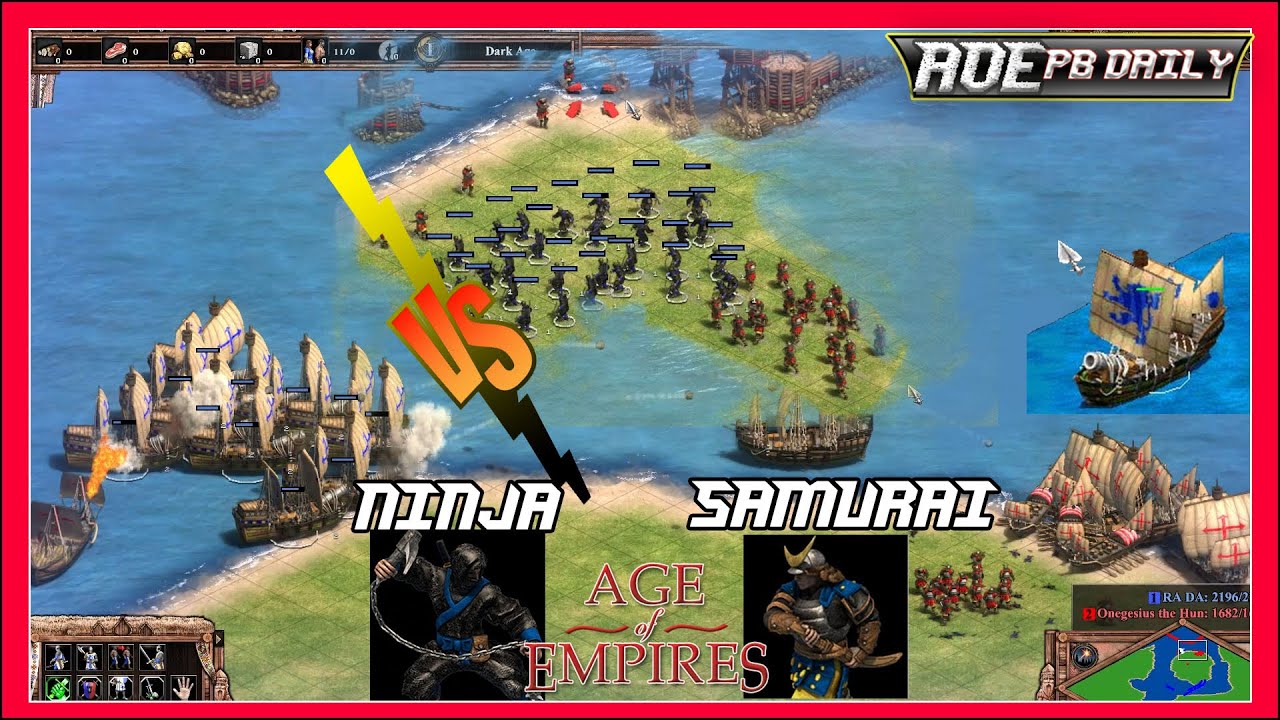 Ninja VS Samurai VS Cannon Galleon AOE2 de - YouTube