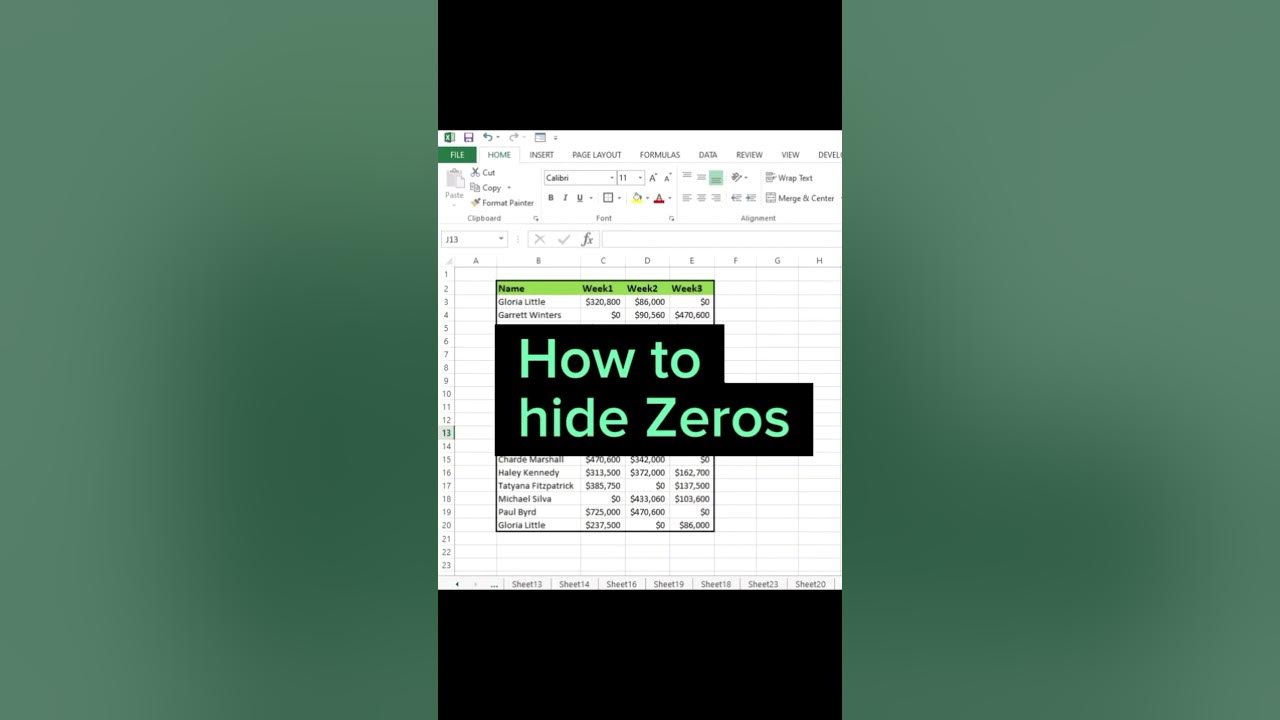 Excel Tips and Tricks: Hiding Zeros Made Easy #exceltech #excelshorts ...