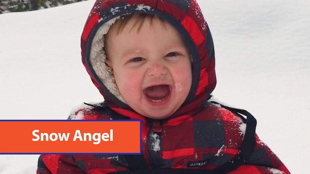 Baby Laughs After Getting Covered In Snow - YouTube