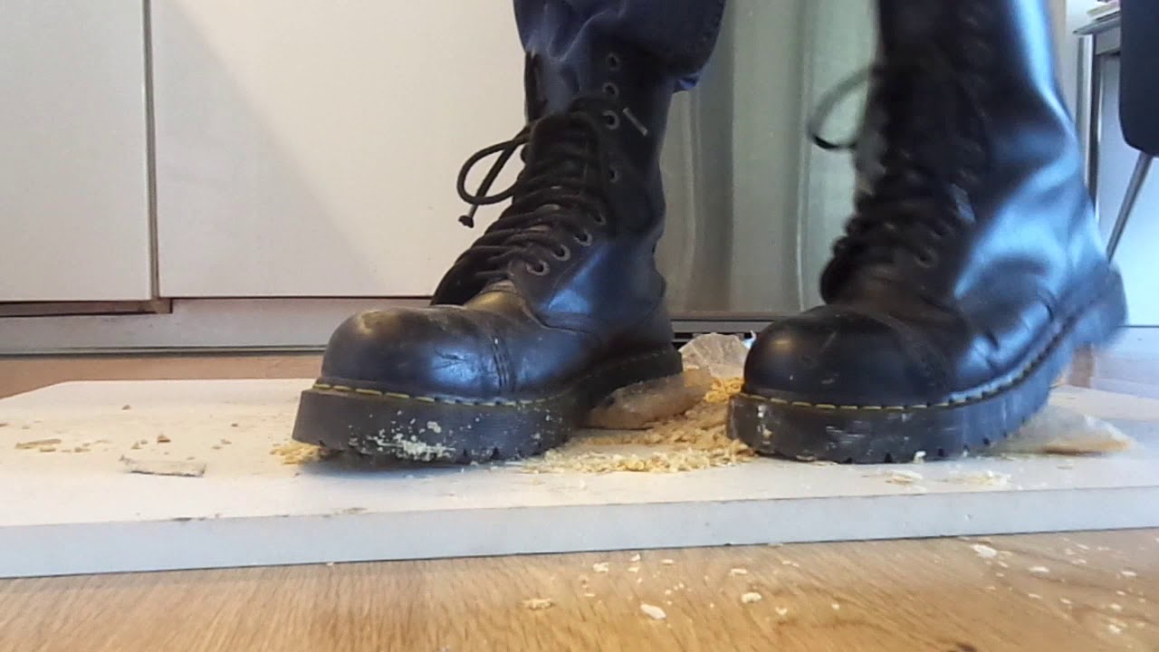 Dr. Martens Steel Toe Boots food stomp, trample toast / cake and pasta ...