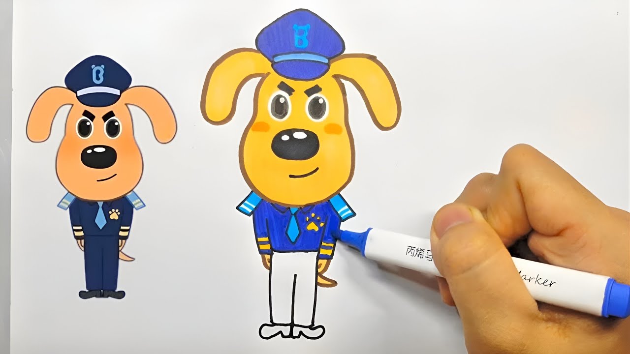 how to draw sheriff labrador / sheriff labrador / step by step ...