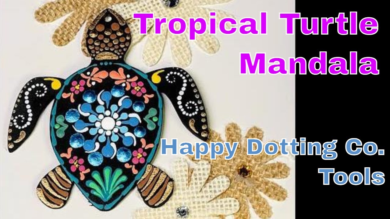 Tropical Turtle Mandala on Wood Shape ~ Sea Turtle Art by Miranda ...