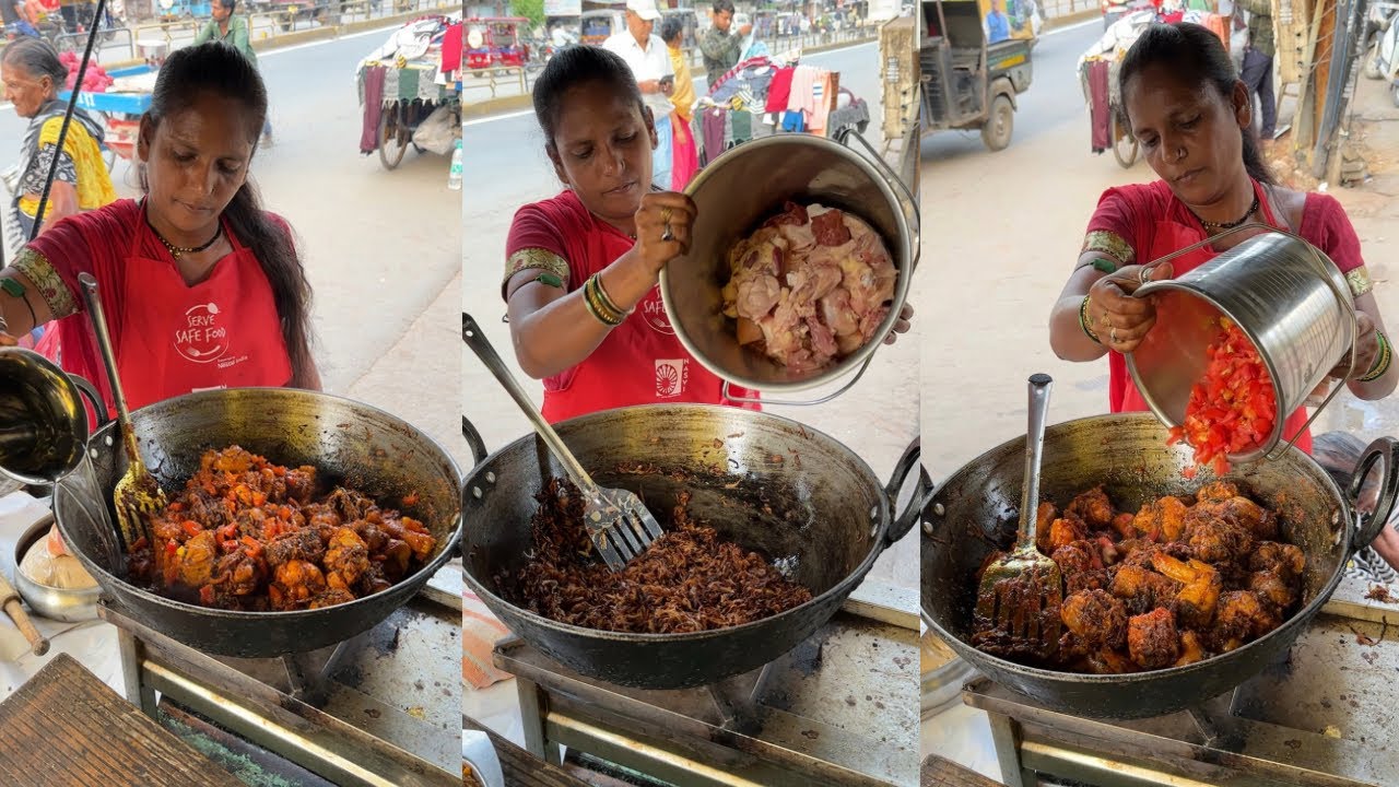 Salma Didi Selling Cheapest Chicken Curry in Raipur|Indian Street Food ...