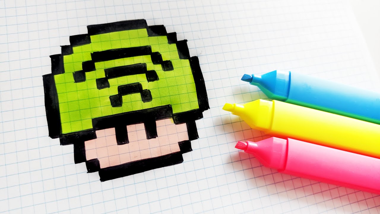 Handmade Pixel Art - How to draw a wifi mushroom #pixelart - YouTube