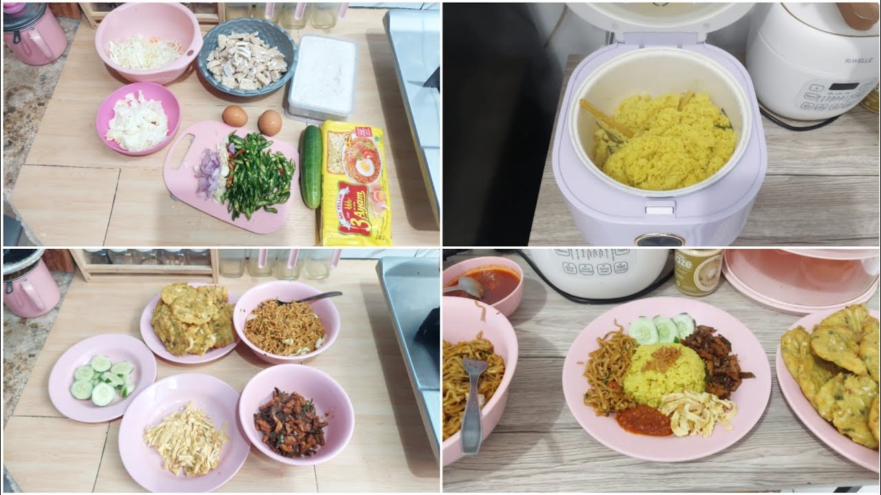 MUMPUNG PADA NGUMPUL DIRUMAH. BIKIN SARAPAN NASI KUNING DENGAN 5 MENU ...