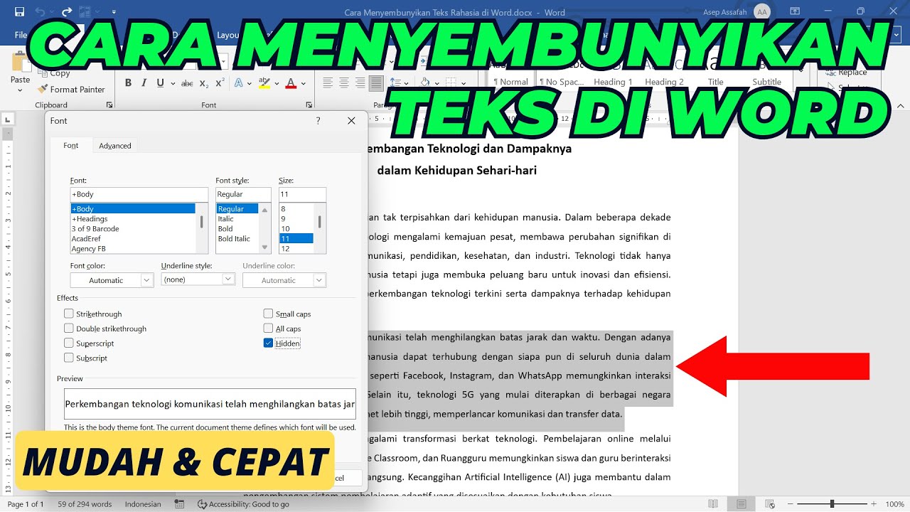 Cara Menyembunyikan Teks di Word (Invisible Text) dan Menampilkan ...