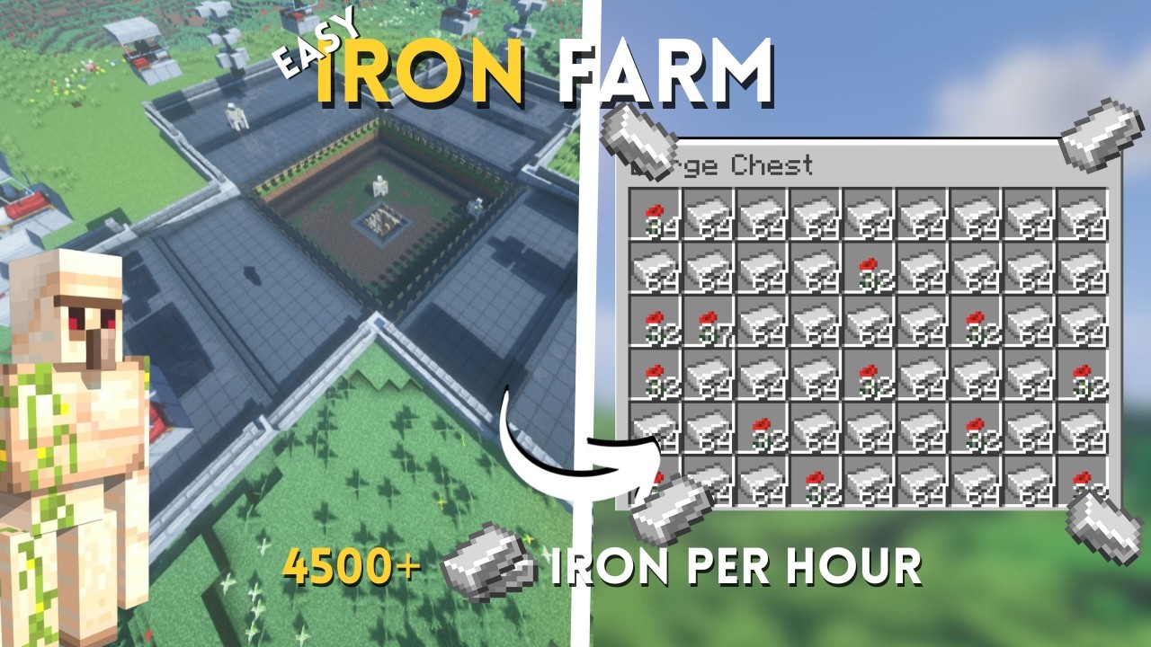 Minecraft Easiest IRON FARM - 1.21 - 4500+ PER HOUR! - YouTube