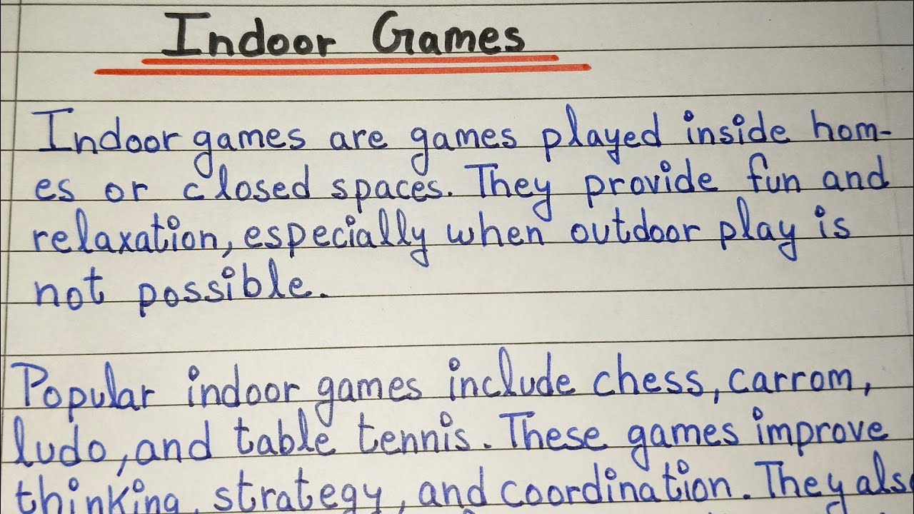 Essay on Indoor Games in English | Essay Writing - YouTube