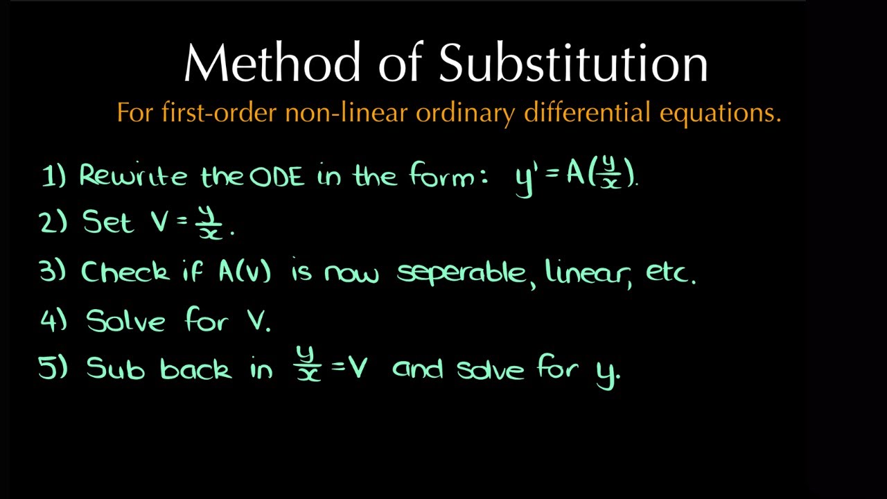 Method of Substitution for Homogeneous 1st Order Ordinary Differential ...