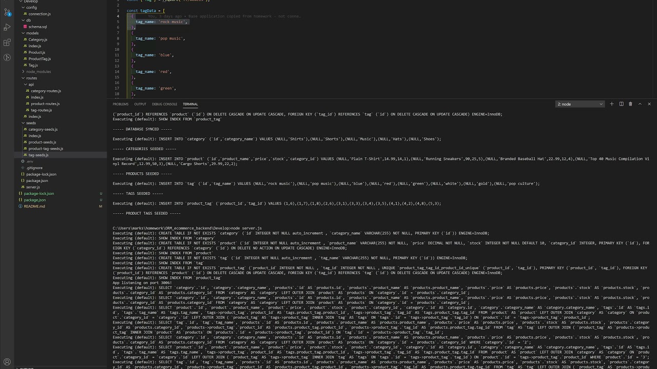 ORM E-Commerce backend - YouTube