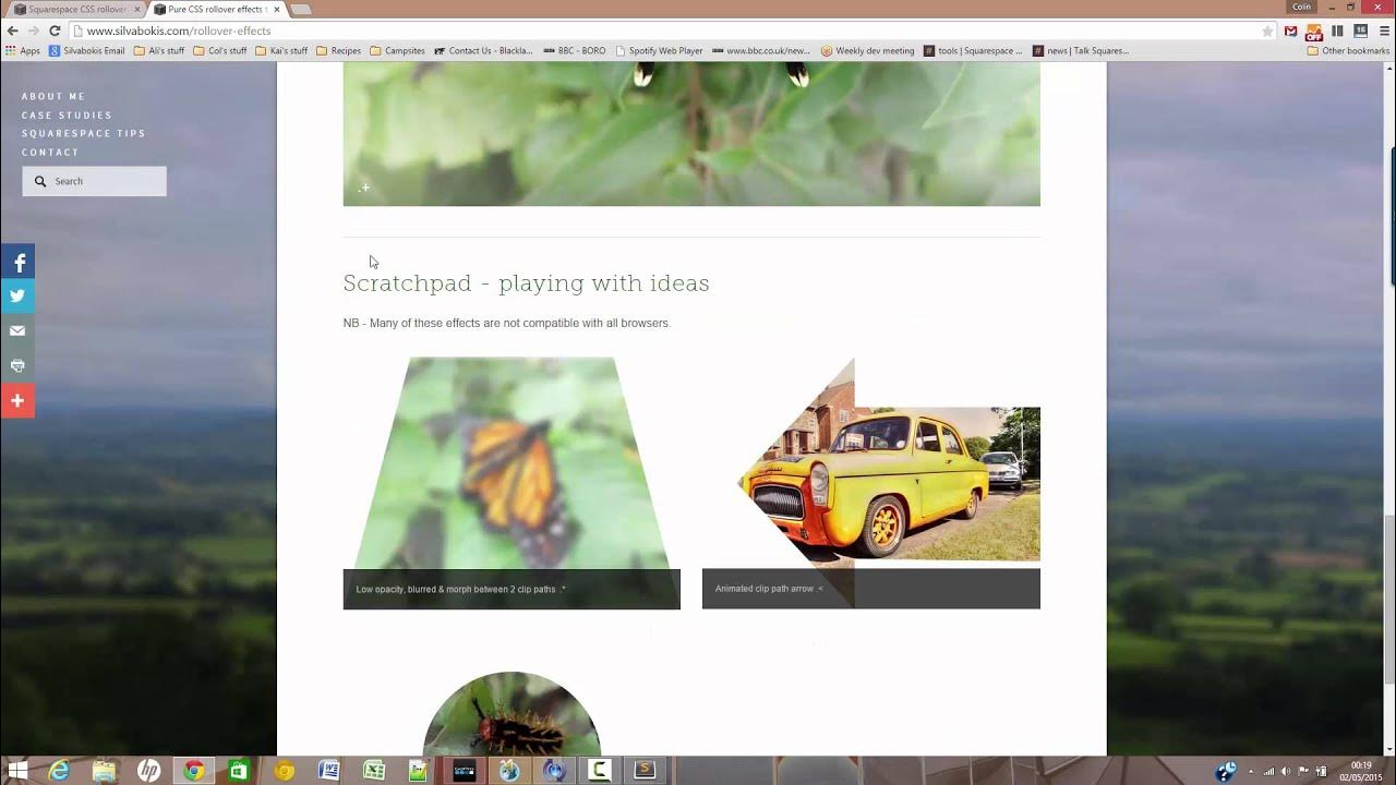 How to use Squarespace CSS only rollover effects triggered by codes in ALT tags - YouTube