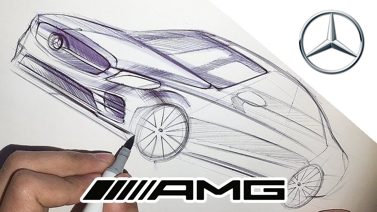 HOW TO DRAW - Mercedes Benz C-Class - Step by Step - YouTube