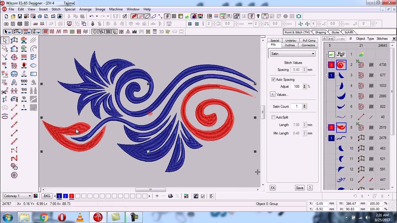 Wilcom-Colour object list tool/How to ungroup objects easily in Wilcom Software in English ...