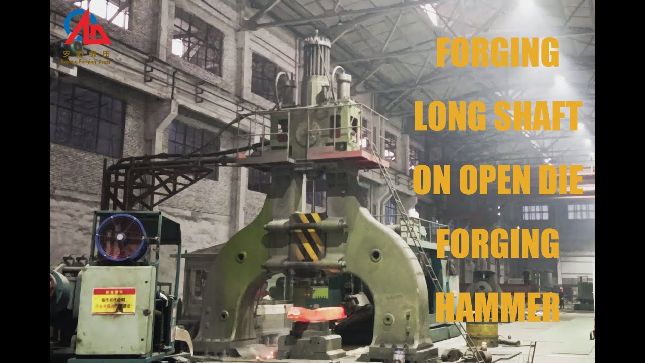 Forging long shaft on open die forging hammer - YouTube