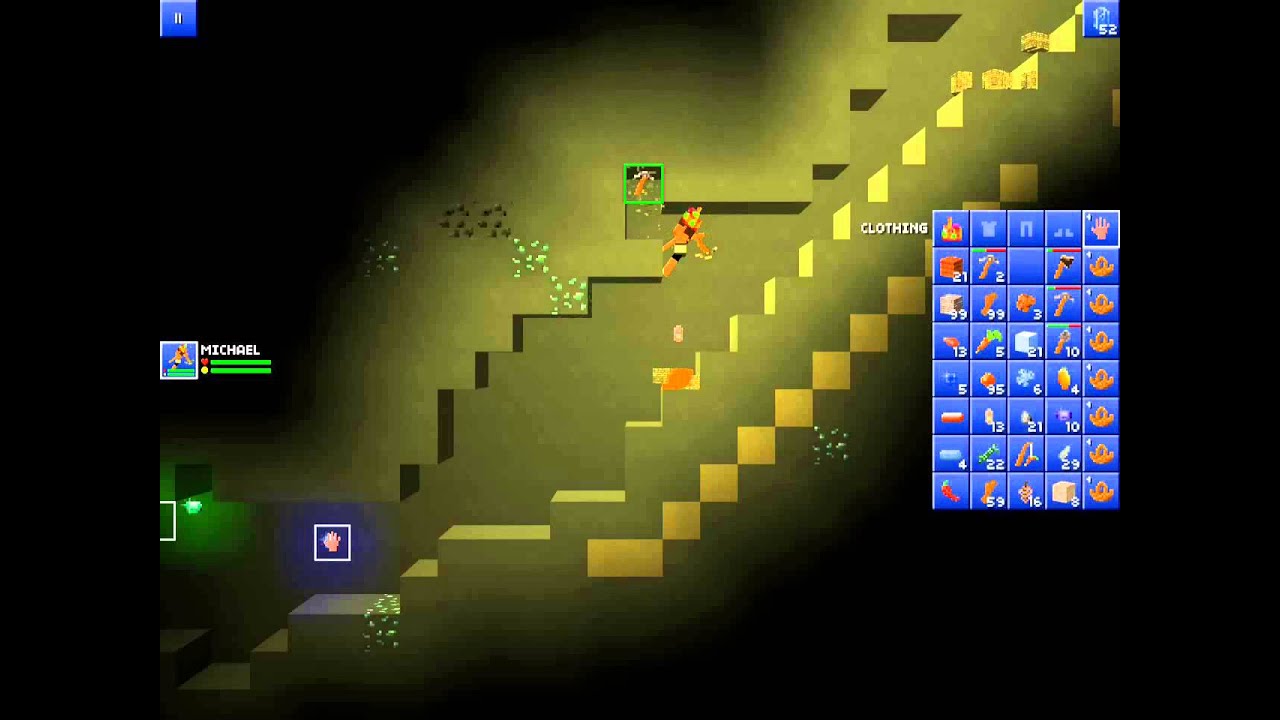 The Blockheads iOS Gameplay #015 ( cave exploring,emeralds,amethyst ...