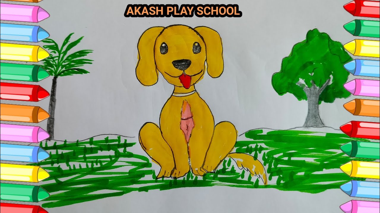Drawing a Dog For Kids and Toddlers। How to Draw a Dog Step By Step ...