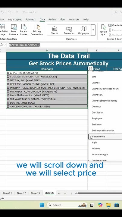 Excel Hack: Automatically Track Stock Prices ... #excel #stockmarket #investingtips # ...