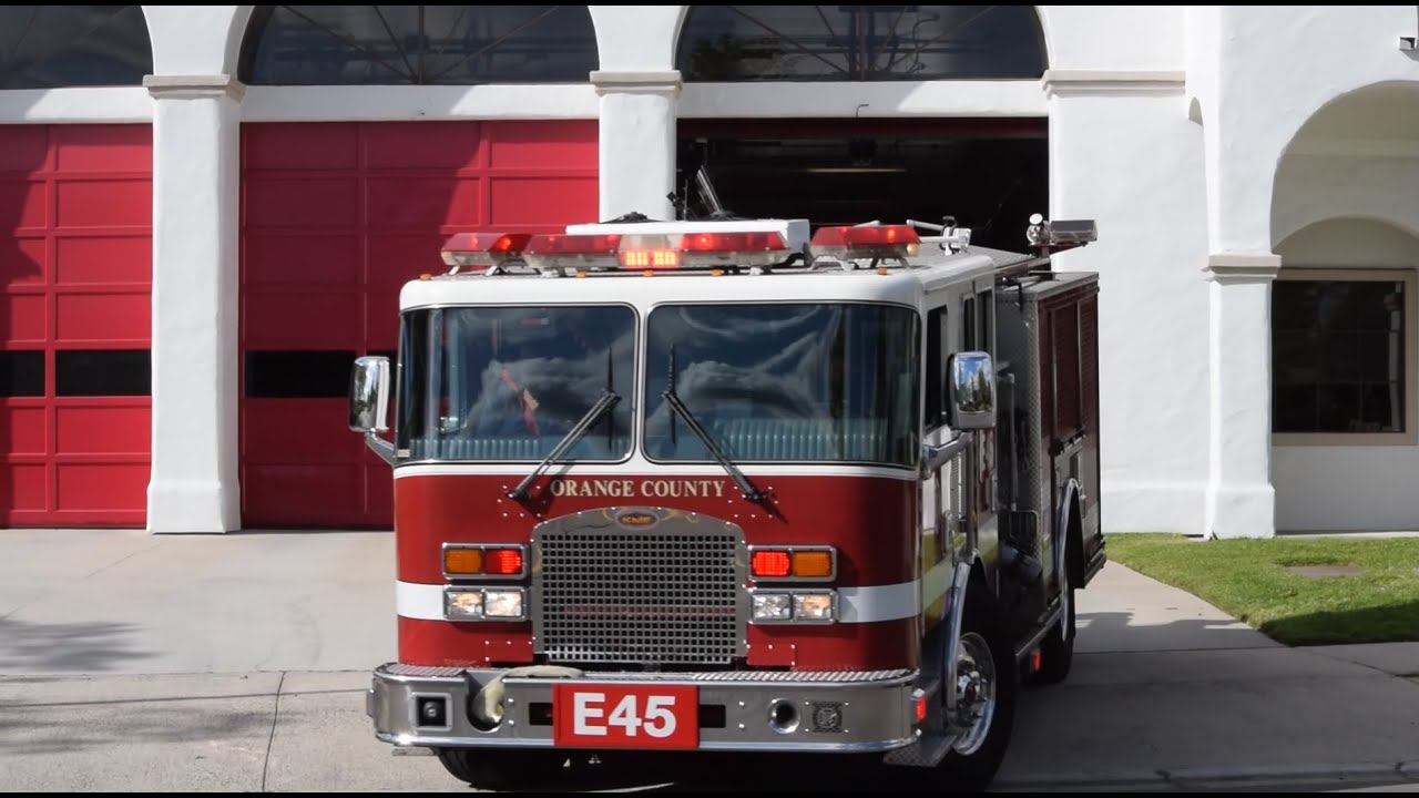OCFA Engine 45, Medic 45 (Both Reserves), & Falck Ambulance 8145 Responding - YouTube