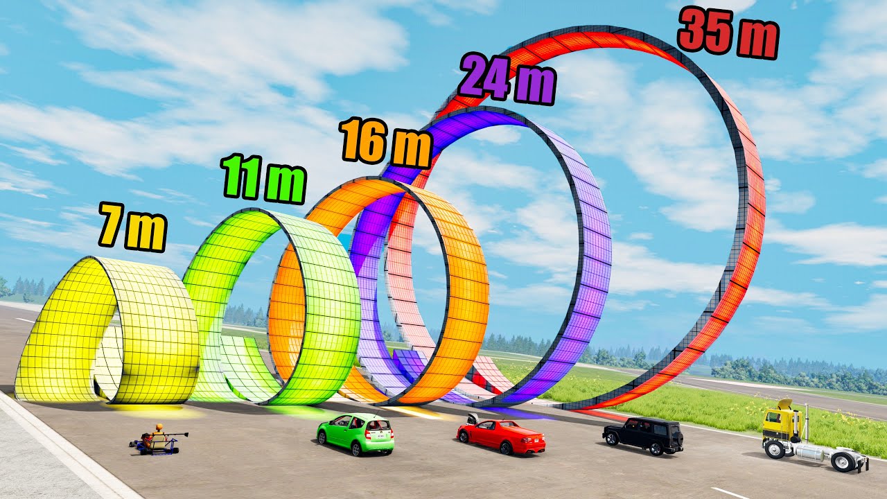 Which Ramp Loop Gives Longest Jump? - Beamng drive - YouTube