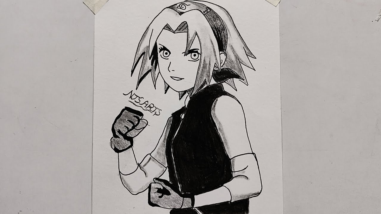 How to draw Sakura Haruno step by step || Easy drawings for beginners ...