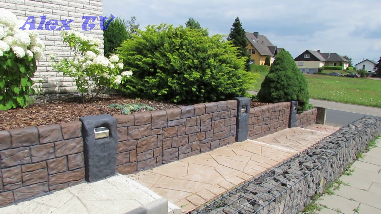 Gartenweg mit Gartenmauer aus Beton.Ansicht. - YouTube