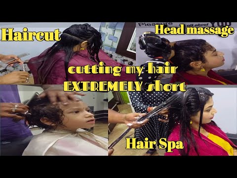 CUTTING ✂️ MY LONG HAIR *extremely* SHORT lI HEAD MASSAGE II HAIR SPA  Il Srabanti Patra