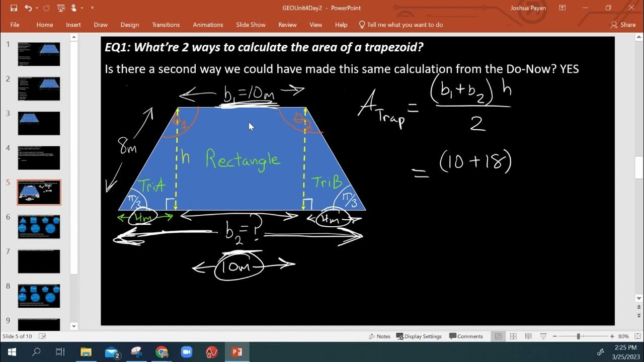 Geometry Unit 4 Day 2 (Video 1/3): The Area of a Trapezoid - YouTube