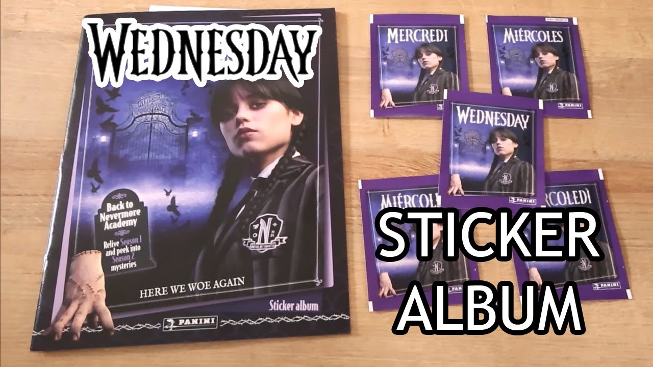 Wednesday Sticker Album Starter Pack, 5 Sticker Packets & Poster ...
