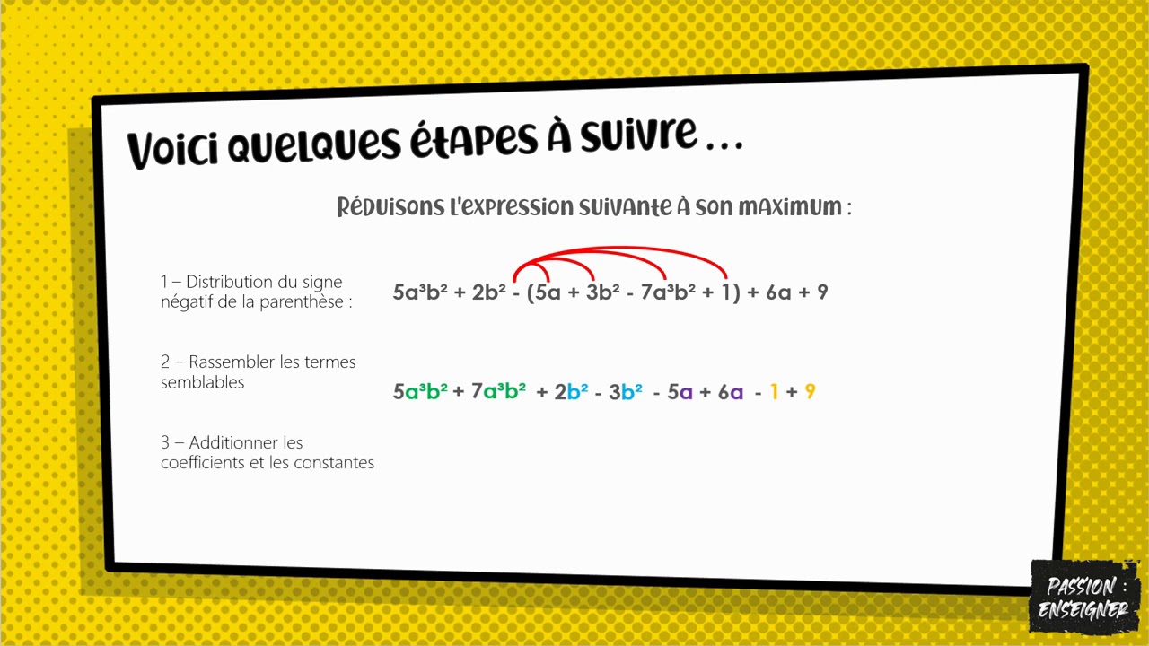 Addition et soustraction de termes algébriques - YouTube