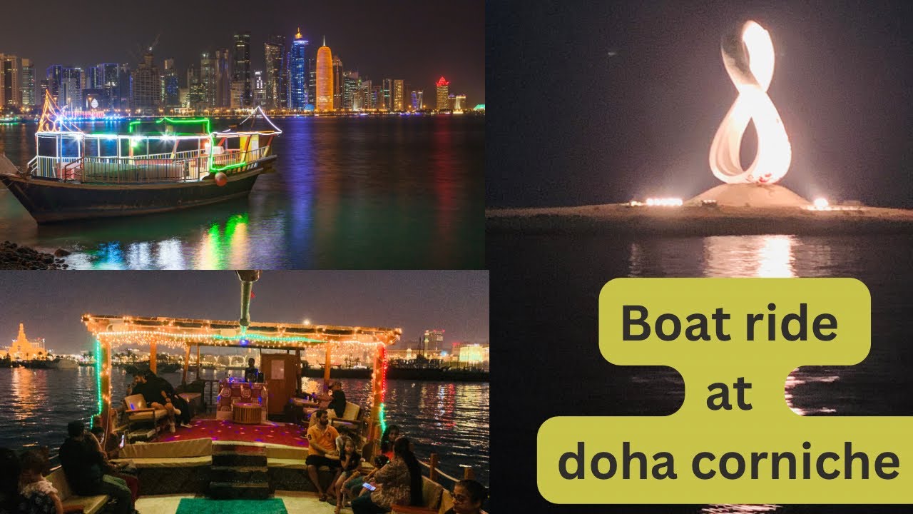 Boat ride at doha corniche | Night view of doha corniche|2023 - YouTube