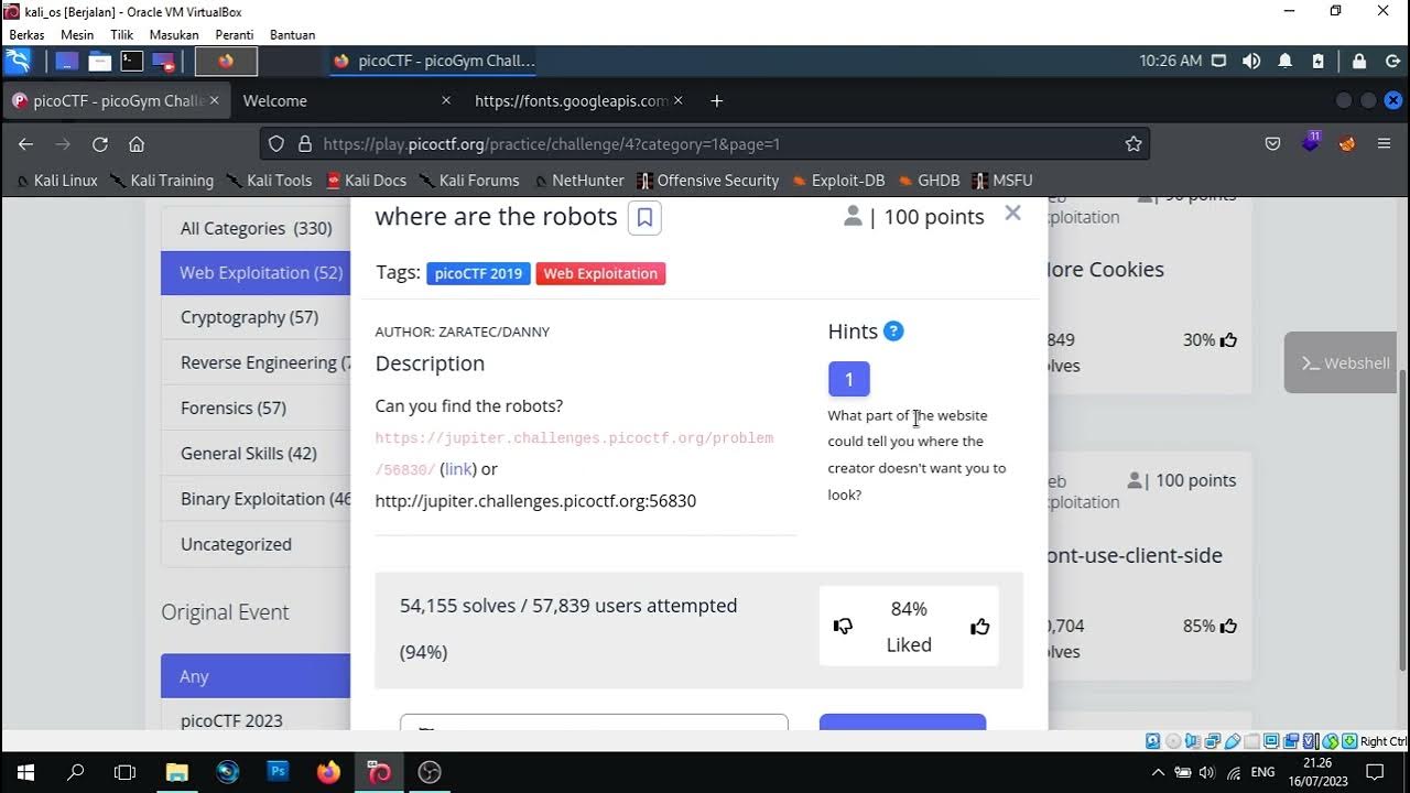 picoCTF WEB EXPLOITATION - where are the robots || kali linux - YouTube