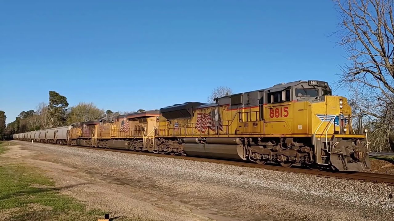 Union Pacific TRIO #8815 led BIG Grain Train & Norfolk Southern led ...