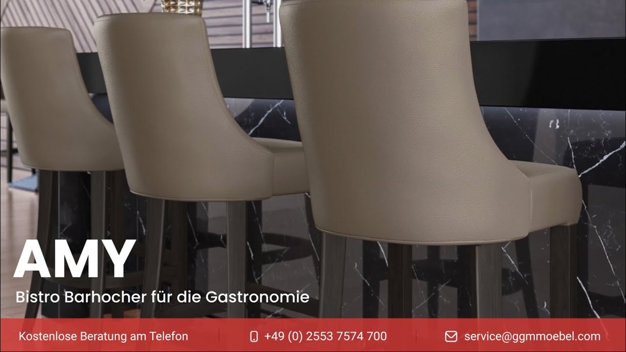 Gastro Barhocker AMY | Leder | Holz | mit Lehne | Bistro Barhocker ...