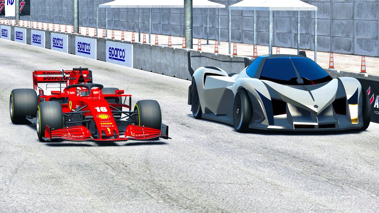 Devel Sixteen 2014 vs Ferrari F1 2020 - Drag Race 2 KM - YouTube