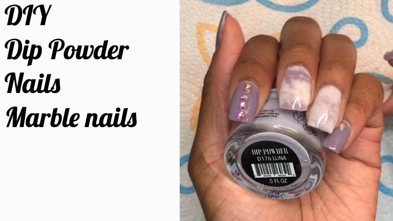 DIY Dip powder Nails | Marble Nails - YouTube