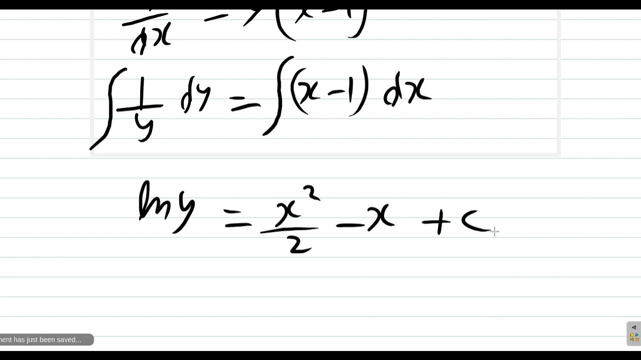 Solving First Order Differential Equations by Separating the Variables Example 7 - YouTube